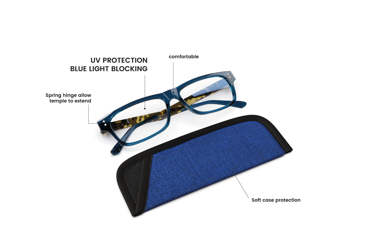 4 Pairs Blue Blocker Reading glasses with Pouch – lens outlet usa